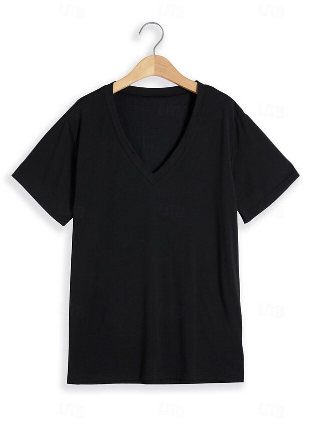 Men's T Shirt Tee Top Short Sleeves V Neck Summer Plain Designer Basic ...