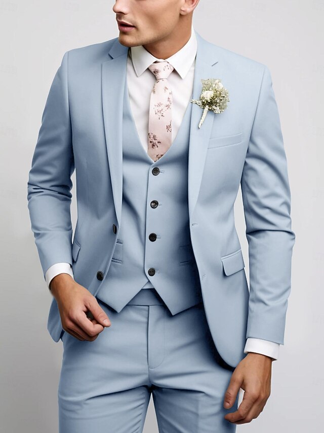 Sage Black Sky Blue Men's Prom Suits Wedding Suits Solid Colored 3 ...