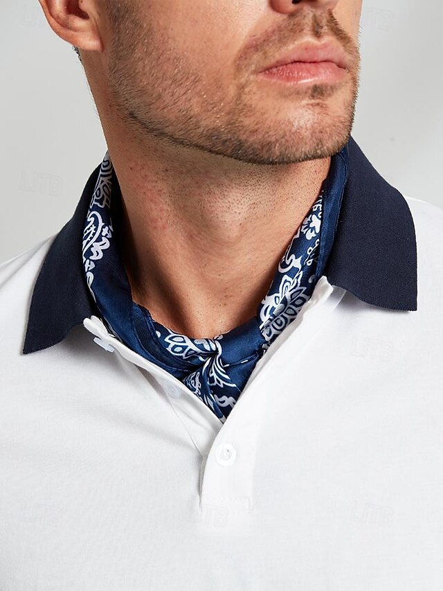 Bandana clásica de seda de imitación azul marino para hombre, bufanda ...
