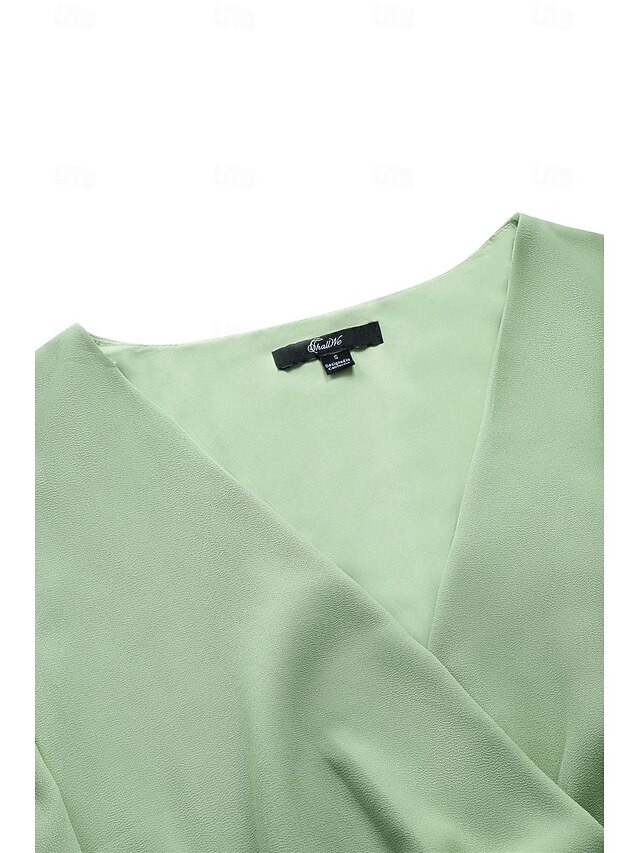 Women's Chiffon Floral Tie Front Ruffle V Neck Flounce Sleeve Midi ...