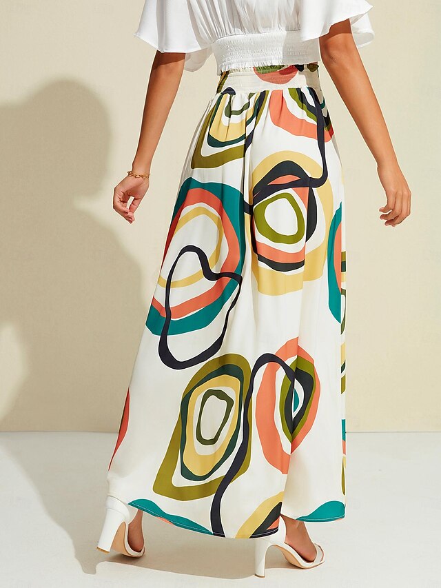 Femme Maxi Satin Multi Couleur Jupes Printemps été Fleur Smocks Taille ...