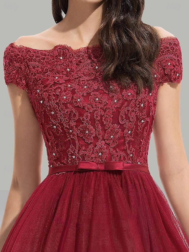 Abiti da cocktail A-Line Abito elegante semi formale maniche corte ...