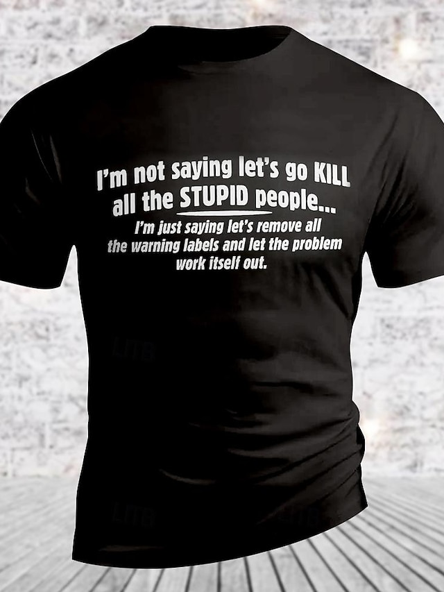 Men's Word Funny Letter Print T Shirt Tee Top 100% Cotton Short Sleeve ...