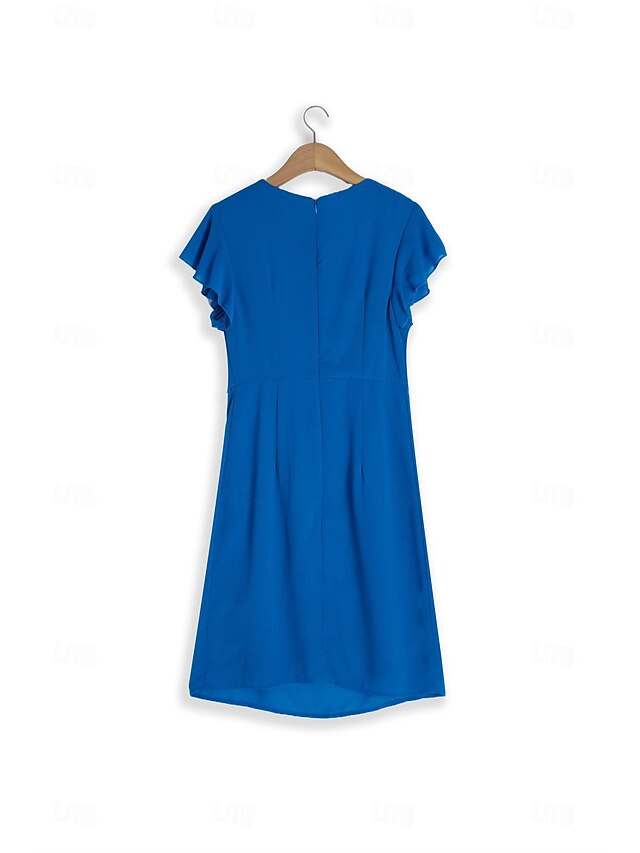 Damen abendkleider Cocktailkleid Kleid für Hochzeitsgäste Midikleid Wein Blau Grün Kurzarm ...