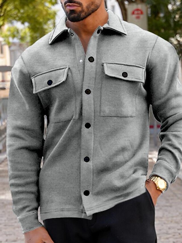Men's Shirt Jacket Transition Jacket Daily Lightweight Pocket Spring ...