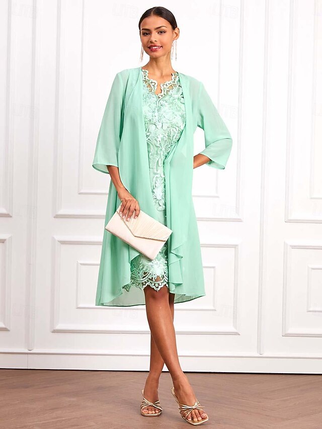 Damen Kleid-Set Spitzenkleid abendkleider Chiffon-Kleid Elegant Modisch Glatt Spitze Patchwork ...