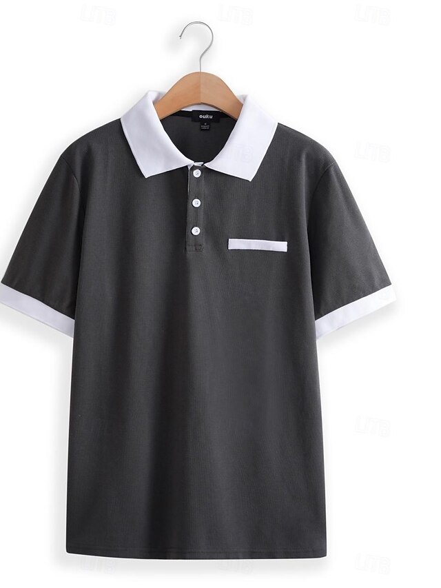 Homme POLO Polos boutonnés Casual Vacances Revers Col polo côtelé ...