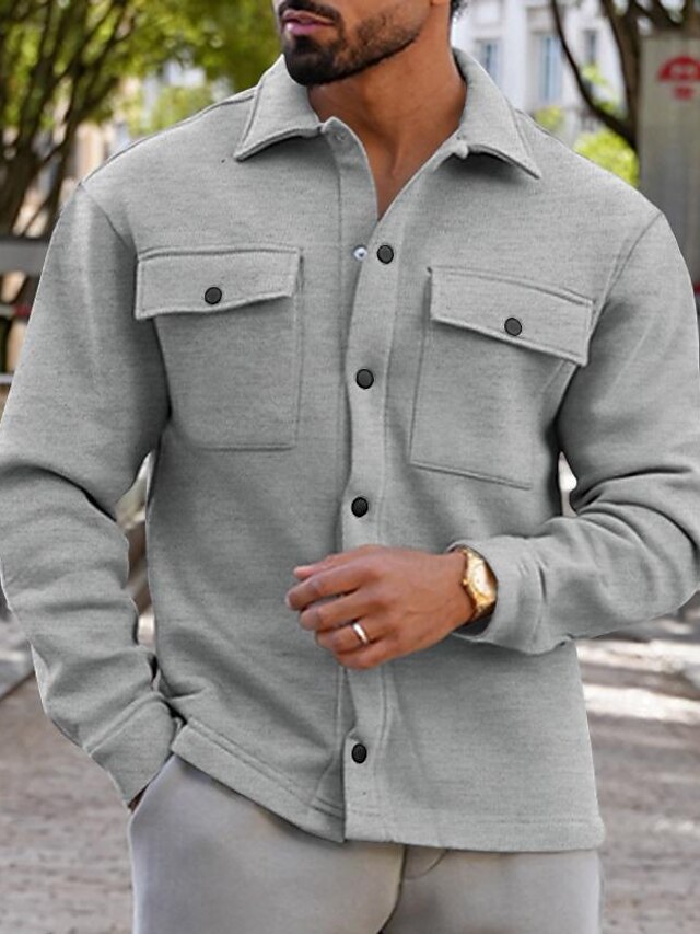 Men's Shirt Jacket Transition Jacket Daily Lightweight Pocket Spring ...