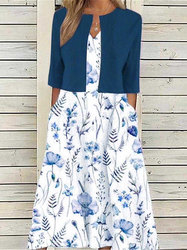 Damen Kleid-Set Casual kleid Kleid drucken Outdoor Täglich Elegant Modisch Tasche Bedruckt ...
