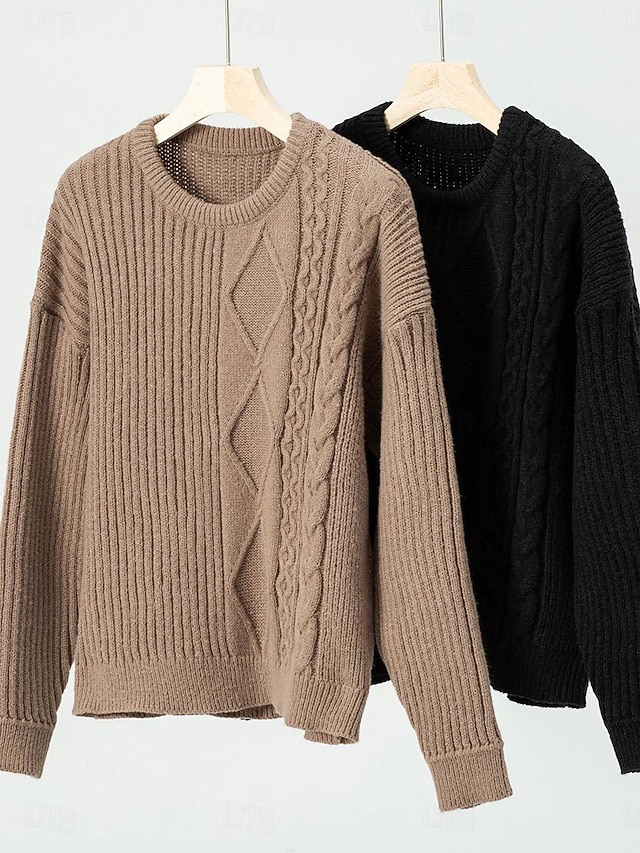 Women's Sweater Work Stylish Modern Long Sleeve Black Fall Winter 2025 ...