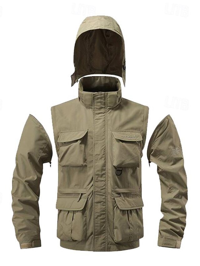 Men's Outdoor Jacket Cargo Jacket Hoodie Jacket Hiking Jacket Outdoor ...