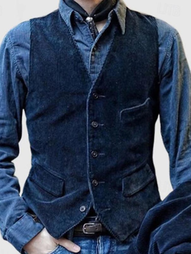 Men's Vest Gilet Vacation Daily Vintage Fashion Spring & Fall Buttons ...