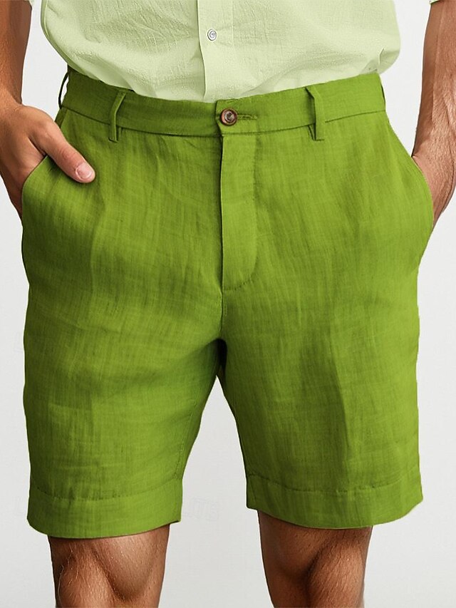 Men's Shorts Linen Shorts Dress Shorts Summer Shorts Zipper Buttons ...