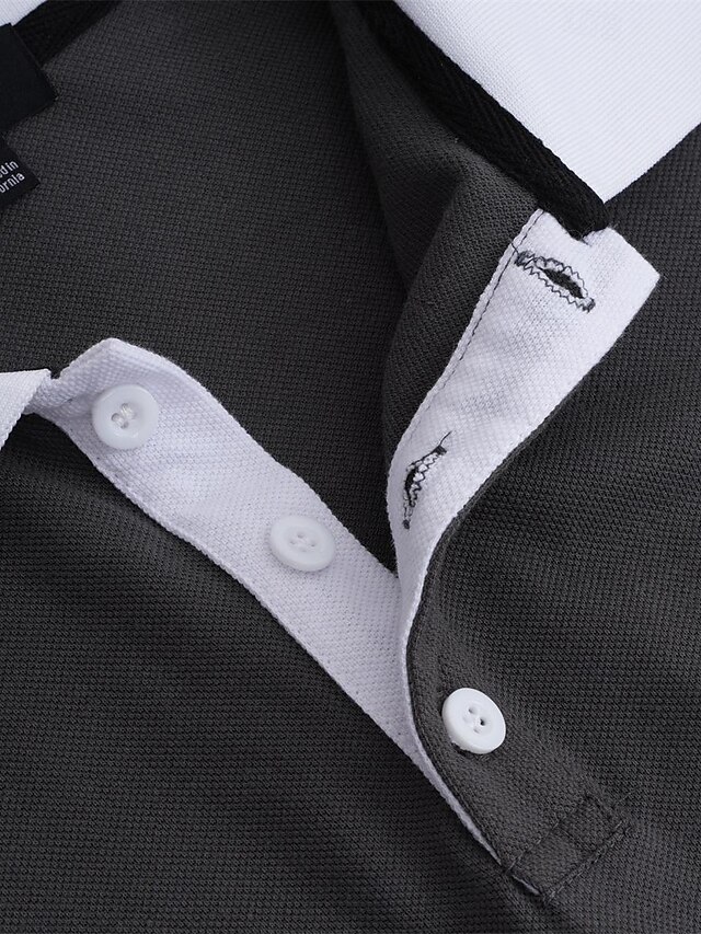 Homme POLO Polos boutonnés Casual Vacances Revers Col polo côtelé ...