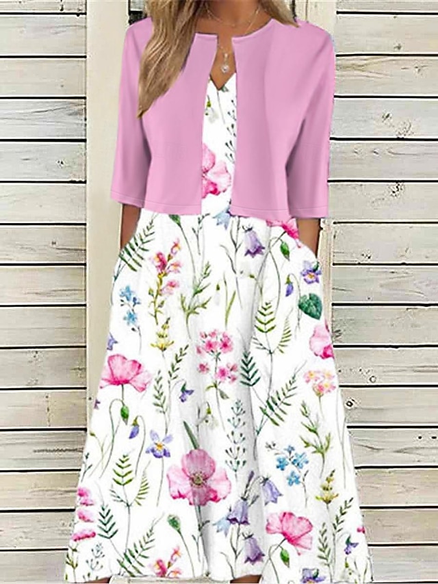 Damen Kleid-Set Casual kleid Kleid drucken Outdoor Täglich Elegant Modisch Tasche Bedruckt ...