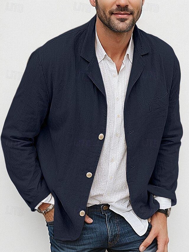 Men's Lightweight Jacket Blazer Jacket Linen Blazer Formal Office ...