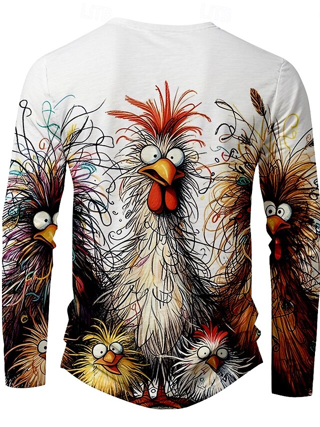 Men's Rooster Funny T Shirt Short Sleeve T shirt 3D Print Crew Neck ...