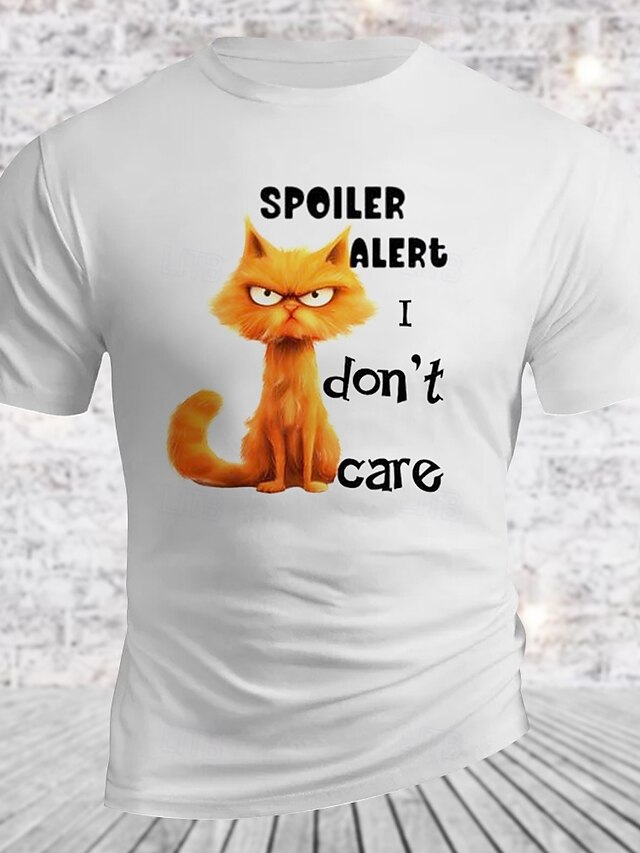 Mens Grumpy Cat Graphic T-Shirt - Funny Spoiler Alert I Don't Care ...