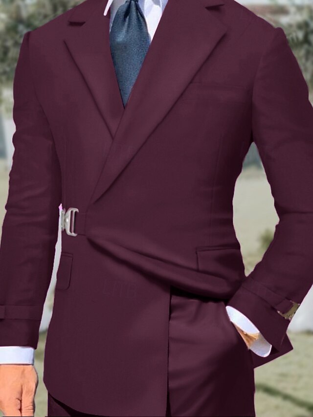 Black Pink Burgundy Men's Prom Suits Wedding Beach Wedding Suits Solid ...