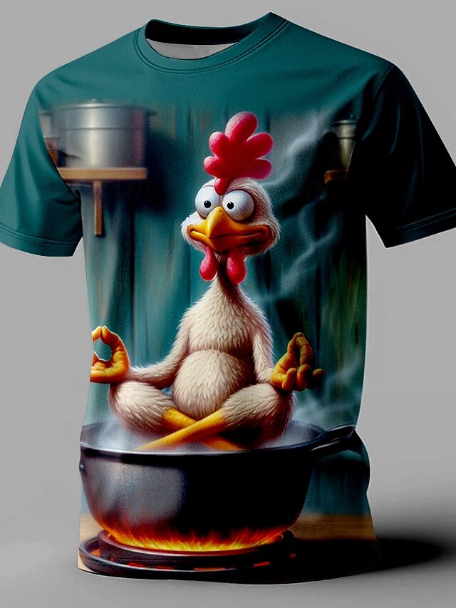 Men's Animal Rooster Funny Slang T Shirt Short Sleeve T shirt 3D Print ...
