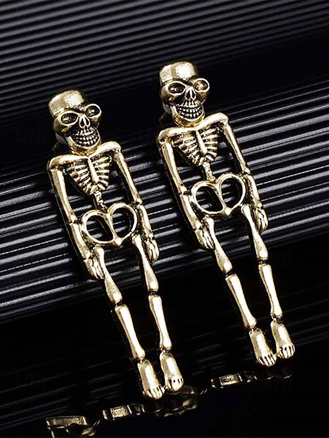 Halloween Skull Skeleton Drop Earrings - Gothic Style, Alloy Material ...