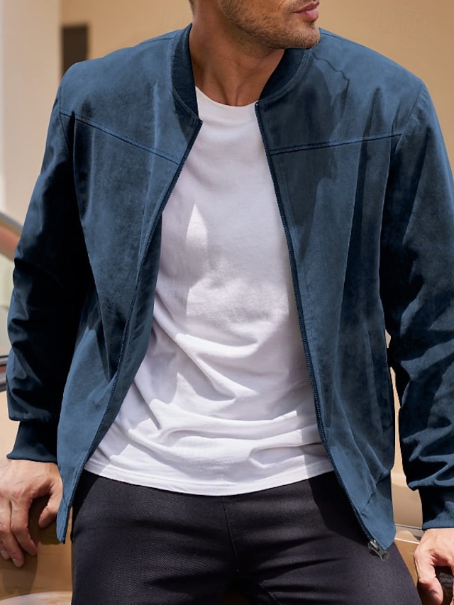 Men's Bomber Jacket Transition Jacket Going out Pocket All Seasons ...