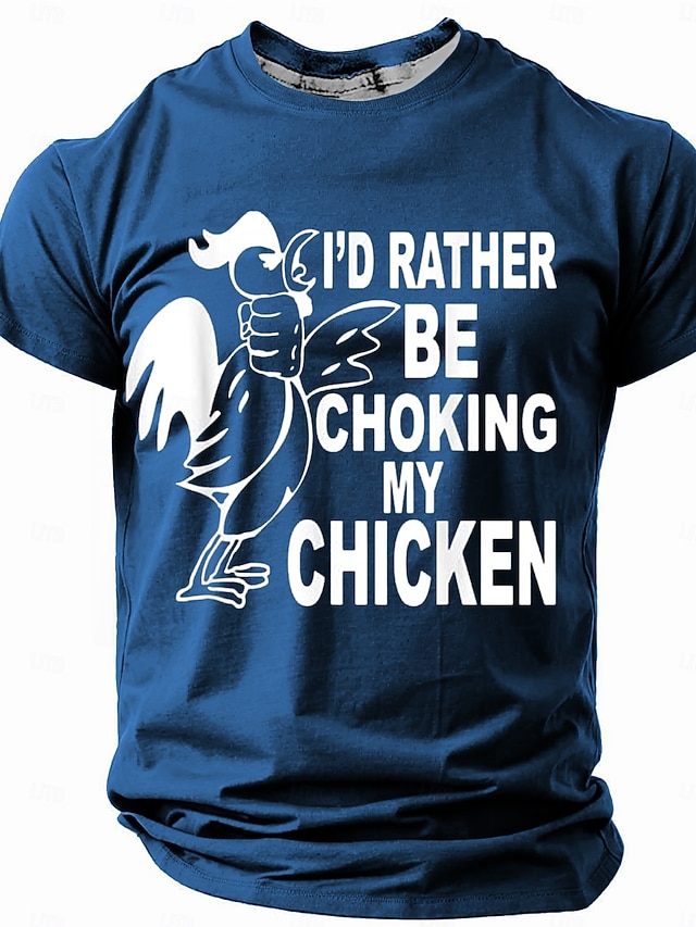 Men's Rooster Funny Slang T Shirt Short Sleeve T shirt 3D Print Crew ...