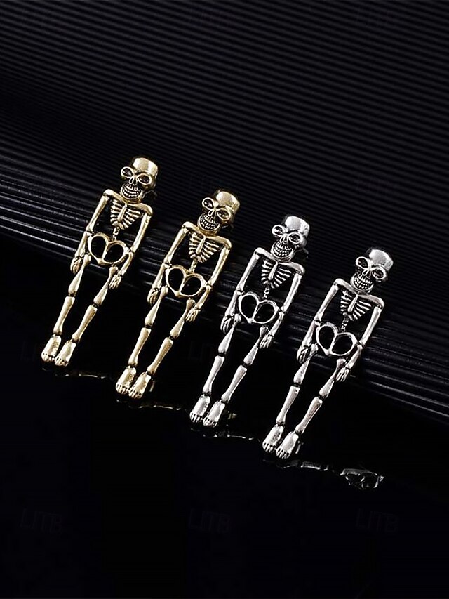 Halloween Skull Skeleton Drop Earrings - Gothic Style, Alloy Material ...