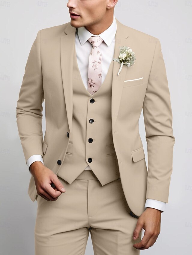 Men's Wedding Spring Wedding Suits Notch Black Pink Party Dress Solid ...