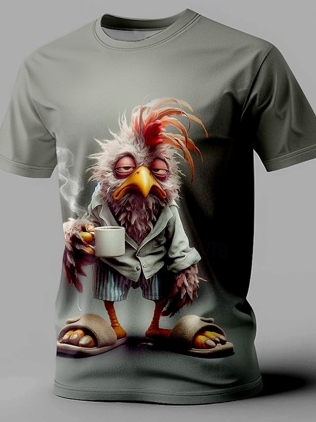 Men's Rooster Funny T Shirt Short Sleeve T shirt 3D Print Crew Neck ...