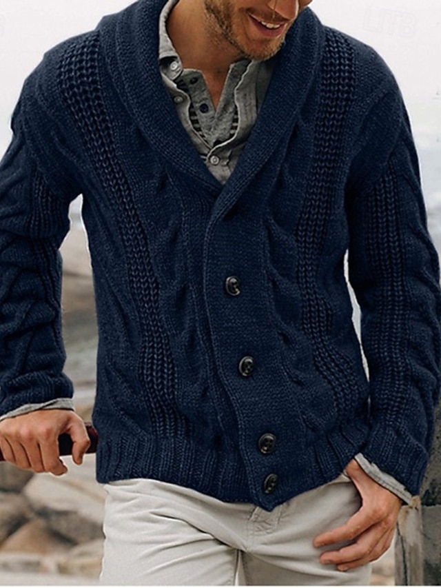 Men's Cardigan Sweater Cropped Sweater Zip Sweater Knit Sweater Ribbed ...