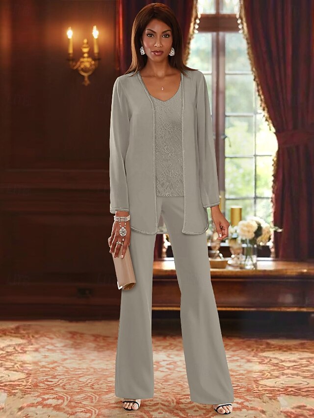Jumpsuit Pantsuit 3 Piece Floor Length Mother of the Bride Dress Long ...