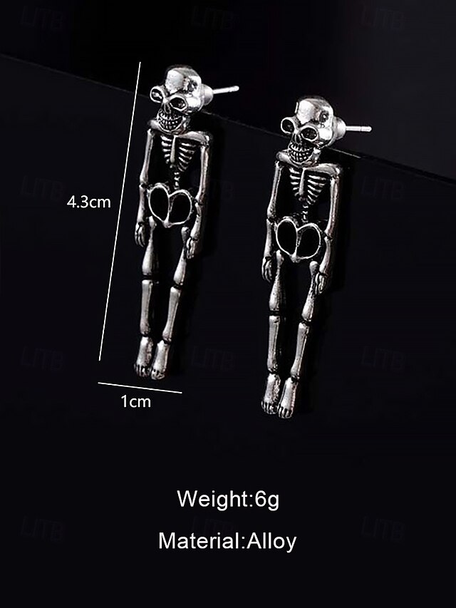 Halloween Skull Skeleton Drop Earrings - Gothic Style, Alloy Material ...