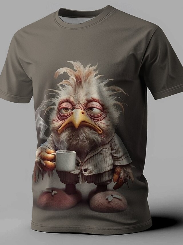 Men's Rooster Funny T Shirt Short Sleeve T shirt 3D Print Crew Neck ...