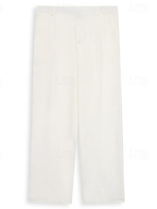Men's Trousers Dress Pants Suit Pants Buttons Front Pocket Straight Leg ...