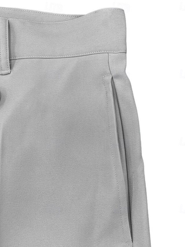 Men's Dress Pants Trousers Pocket Layered Straight Leg Plain Comfort ...