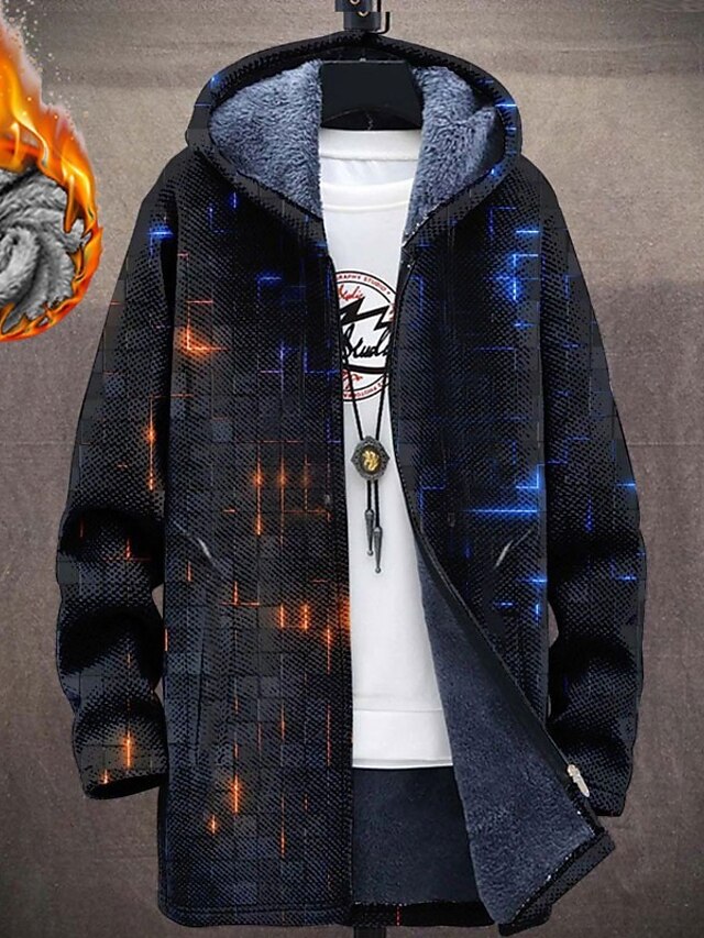 Men's Optical Illusion Graphic Prints Gradual Winter Coat Fleece Jacket ...