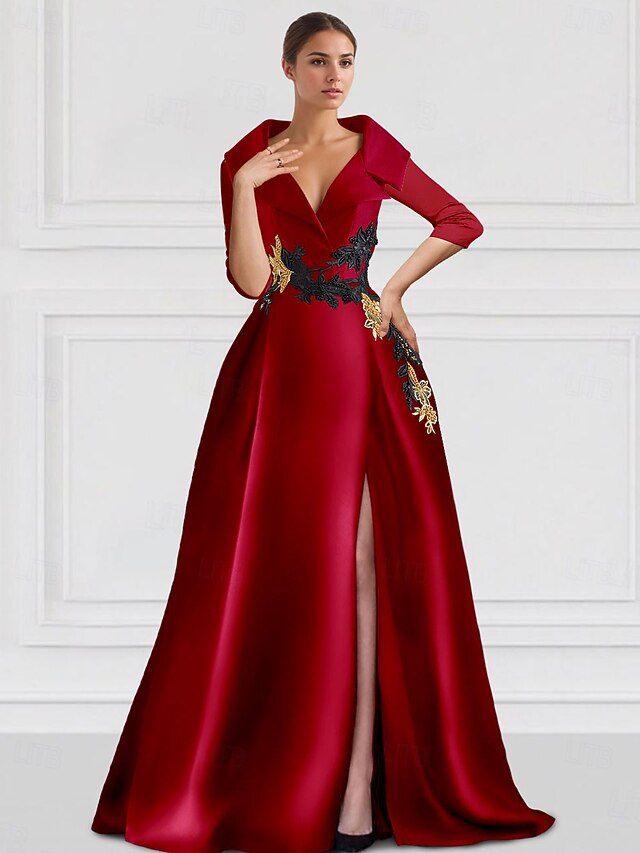 A-Line Floor Length Evening Gown Ball Gown Formal Dress Elegant High ...