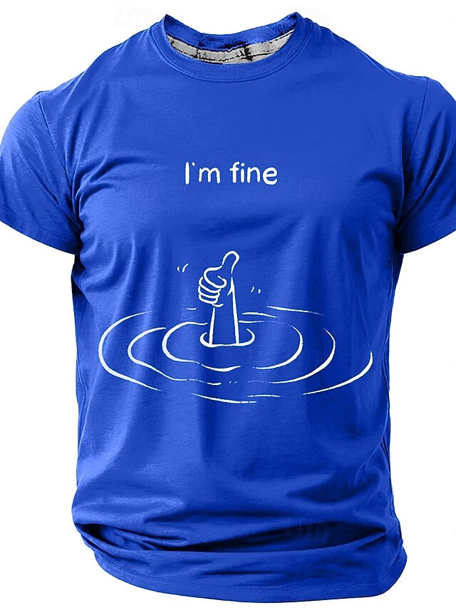 Men's Short Sleeve Graphic T-Shirt | "I'm Fine" Sinking Thumbs Up ...