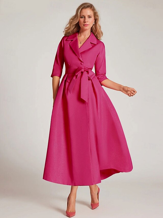 A-Line Robes Cocktail Satin Robe Élégante Robe Tuxedo Formelle Longueur ...