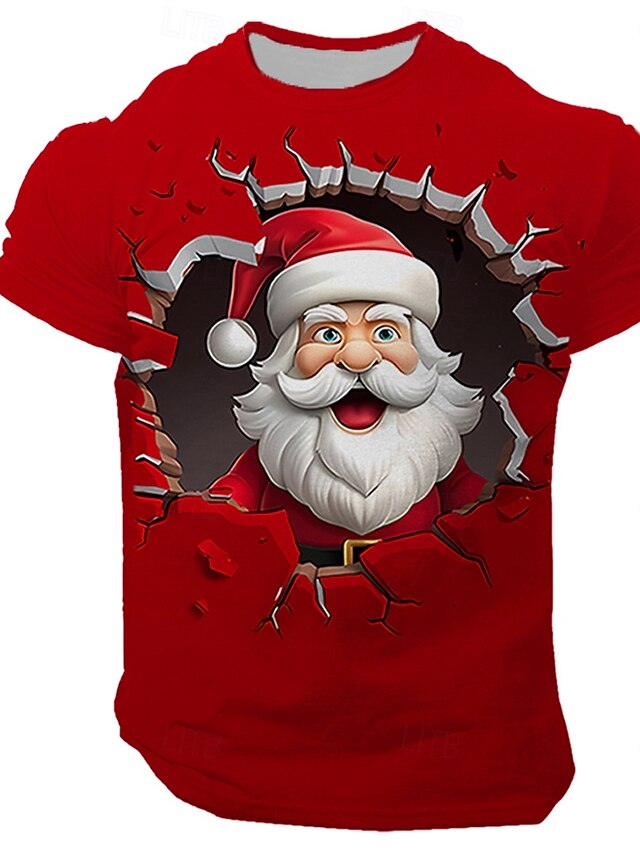 Christmas Men's Santa Claus 3D T-shirts Santa Claus Casual Street Style ...