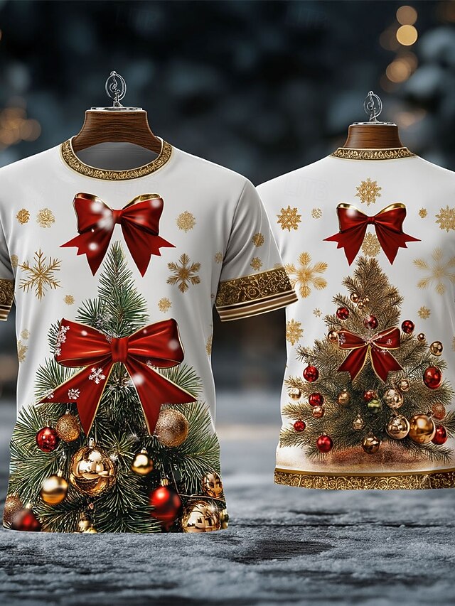 natale uomo costume natalizio t-shirt 3d albero fiocco di neve moda ...