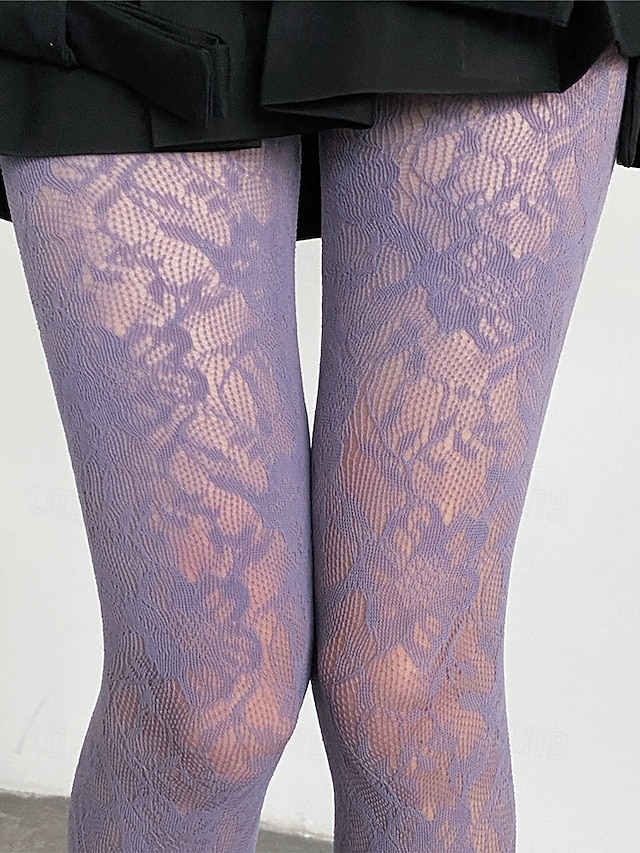 Women's Gothic Lace Patterned Tights - Sheer Fishnet Pantyhose for ...