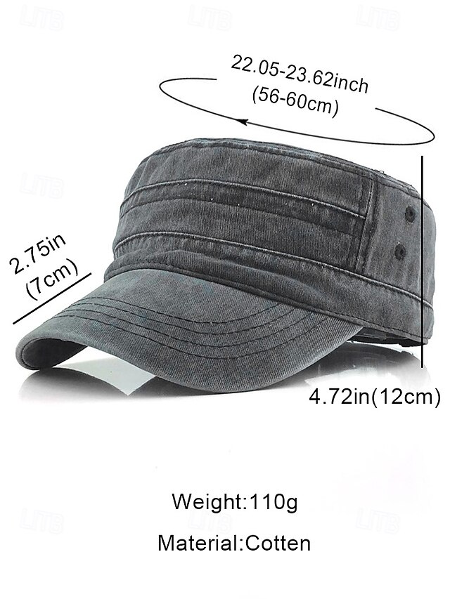 Men's Vintage-Style Washed Military Cadet Cap – Casual Adjustable ...