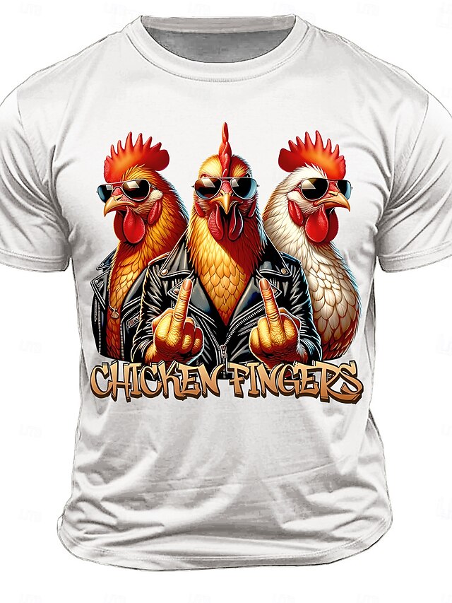 Men's Rooster T Shirt Short Sleeve T shirt 3D Print Crew Neck Shirt ...