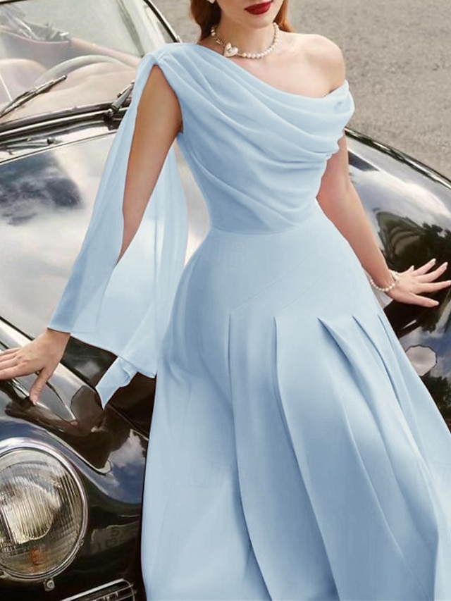 TS A-Line Cocktail Dresses Elegant Dress Wedding Guest Tea Length ...