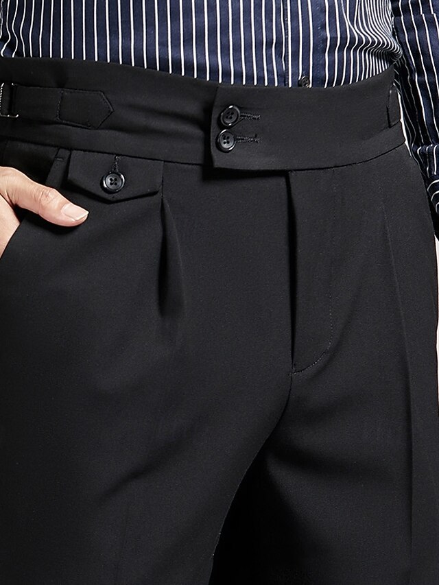 Men's Graduation Dress Pants Trousers Chinos Buttons Pocket Solid Color ...