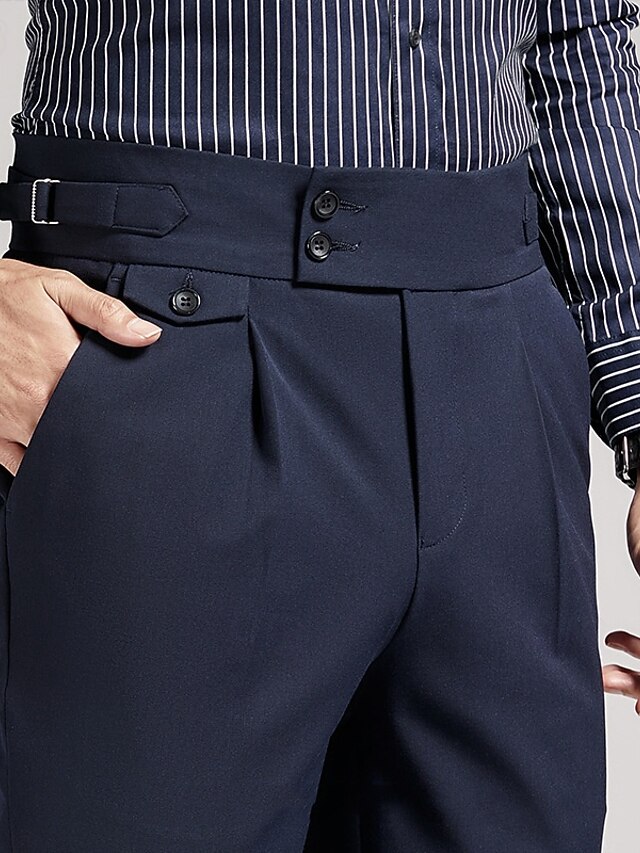 Men's Graduation Dress Pants Trousers Chinos Buttons Pocket Solid Color ...