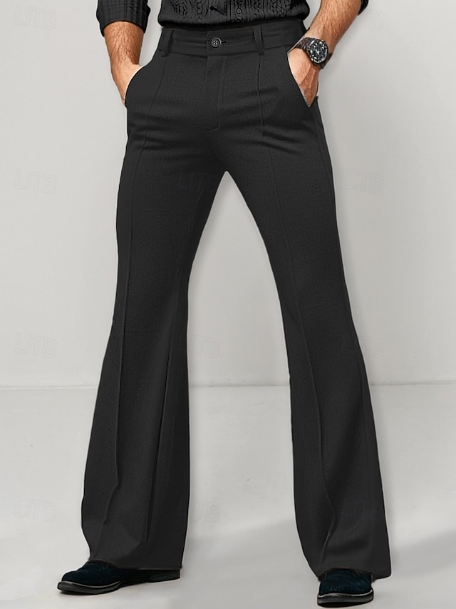 Men's Dress Pants Flared Pants Bell Bottom Trousers Suit Pants Pocket ...