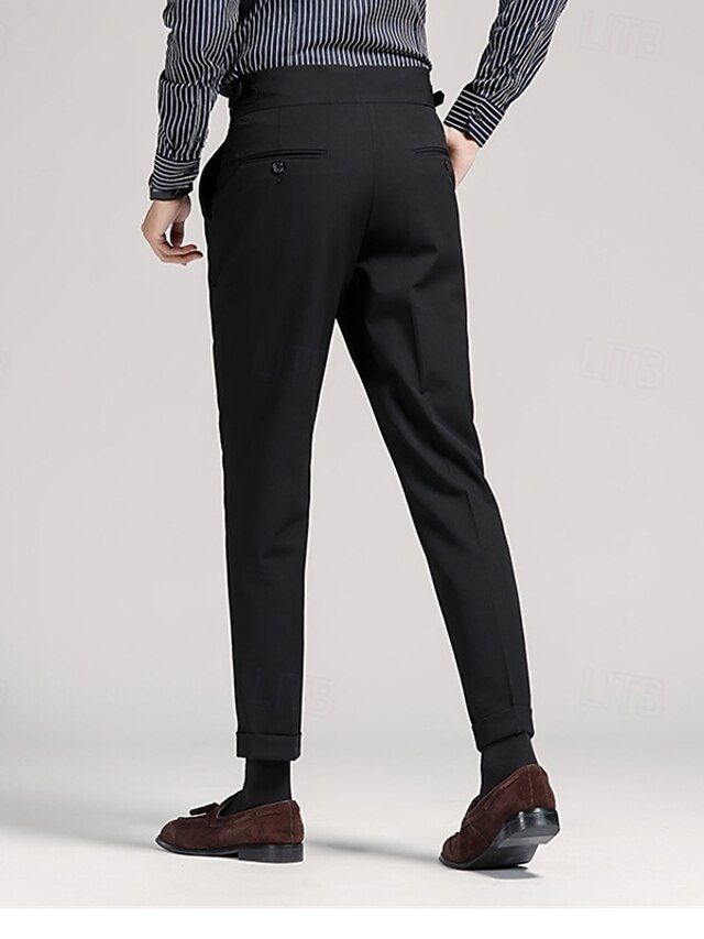 Men's Graduation Dress Pants Trousers Chinos Buttons Pocket Solid Color ...